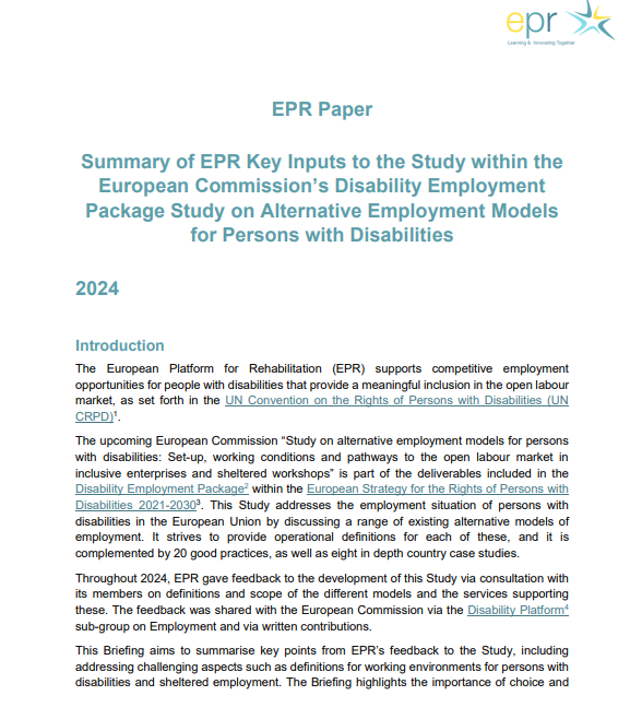 Summary of EPR Key Inputs to the European Commission’s Study on ...
